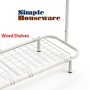 Simple Houseware Clothing Rack with Industrial Pipe and Bottom Shelves, White