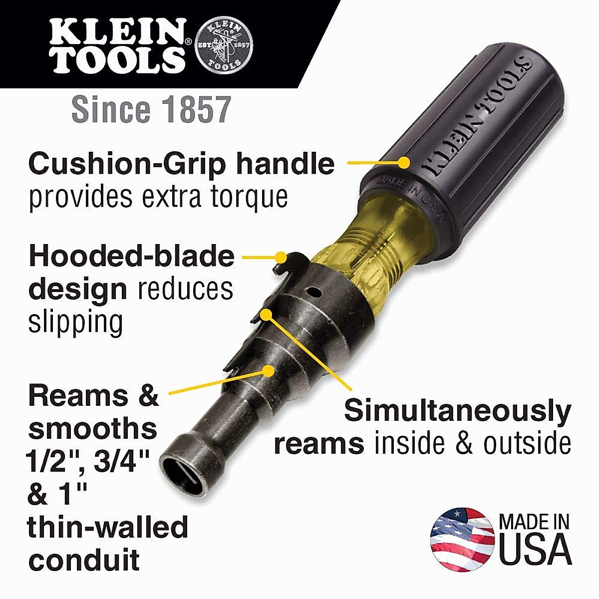 Klein Tools 80073 Reaming Driver Kit with Conduit Reamer & 935AB1V Level, 2.5-Inch Conduit Bending Level, 1 Vial, ACCU-BEND Level Eliminates Dog-Legs in Offsets and Saddle Bends