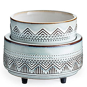 CANDLE WARMERS ETC 2-in-1 Candle and Fragrance Warmer for Warming Scented Candles or Wax Melts and Tarts with to Freshen Room, Santa Fe White and Brown