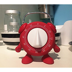 Keleely Kitchen Timer, for Baking Teaching Cooking Egg Potty Training Cute 60 Mins Twist Wind-Up Timer with Ring Alert, No Battery (Red)