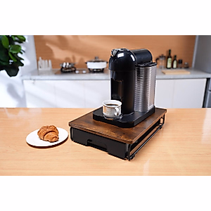 EVERIE Wooden Coffee Pod Storage Drawer Holder Compatible with Nespresso Vertuoline Capsules, Rustic Brown, NP01-WD01