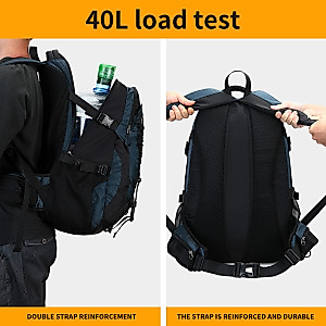 BOVIP 40L Hiking Backpack Waterproof Lightweight Daypack Travel Sports Camping Backpack for Men Women Blue