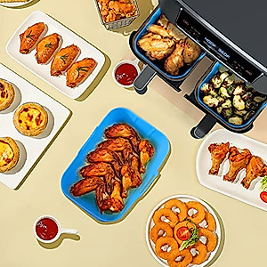 Air Fryer Silicone Liners - 2Pcs Reusable Silicone Pot for Ninja Foodi DZ201/DZ401 Dualzone Air Fryer, Oven Insert Silicone Bowl, Replacement of Parchment Paper Liners, Non Stick Basket Accessories