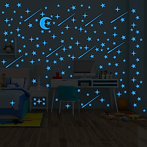 Glow in The Dark Stars Stickers for Ceiling and Wall, 216 Pcs Glowing Stars for Ceiling,Star Wall Decals for Kids Baby Room Birthday Gift