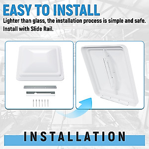 HECASA 2Pcs 14" RV Roof Vent Cover Compatible with Ventline Previous to 2008 and Elixir Vents Starting 1994 PP Vent Lid Polycarbonate White