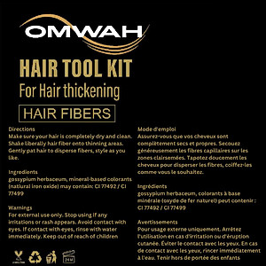 OMWAH Natural Hair Fibers for Thinning Hair - 2-in-1 Kit 27.5g Bottle - Natural Undetectable Thick Hair Fibers & Spray Applicator Pump Nozzle, Conceals Hair Loss (Dark Brown)
