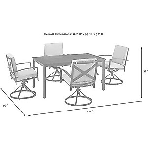 Crosley Furniture Kaplan 7-Piece Outdoor Dining Set for 6, Patio Table and Chairs for Backyard, Deck, Oiled Bronze with Oatmeal Cushions