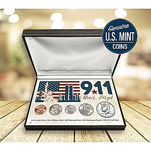 9-11 Never Forget Coin Collection in Display Box, September 11, 2001 Five Piece Coin Set