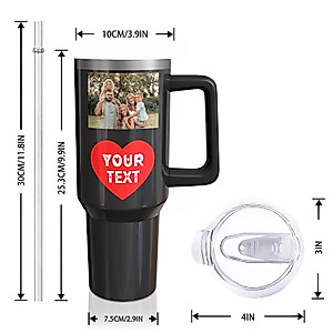 Personalized Gifts 40 Oz Tumbler with Handle and Straw, Custom Tumbler with Add Name, Photo, or Logo, Stainless Steel Double Walled Vacuum Insulated Cup, Customized Photo Gifts for Women Men