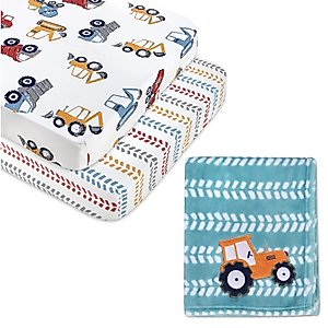 Baby Crib Blanket Set for Boys Truck Baby Nursery Construction Theme