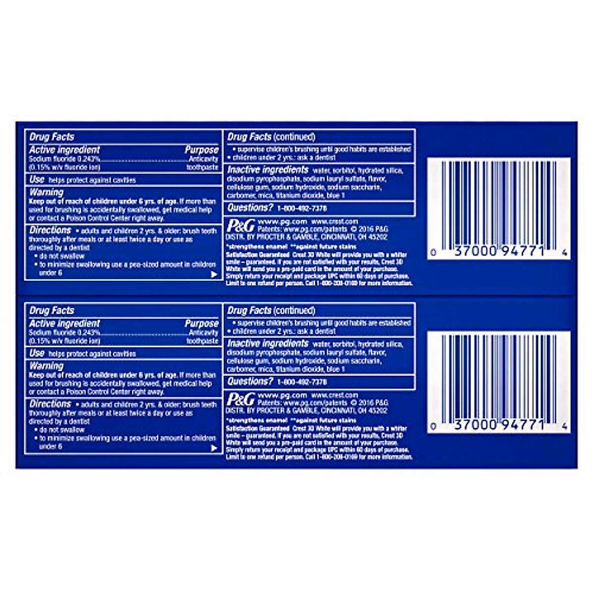 Crest 3D White Whitening Toothpaste, Radiant Mint, 3.5 Ounce (Pack of 2)