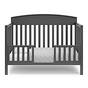 Graco Benton 5-in-1 Convertible Crib (Gray) – GREENGUARD Gold Certified, Converts from Baby Crib to Toddler Bed, Daybed and Full-Size Bed, Fits Standard Full-Size Crib Mattress