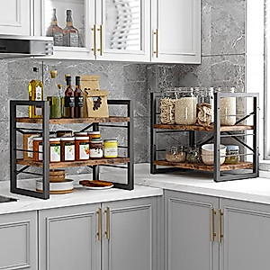 Homeiju Bookshelf, 4 Tier Stackable Bookcase, Adjustable Industrial Book Shelf Storage Organizer for Desktop, Living Room, Bedroom, Office(Rustic Black and Brown)