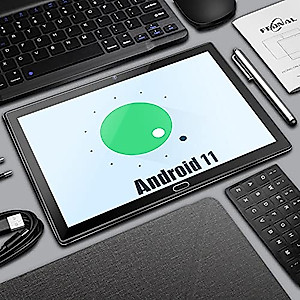 Android 11.0 Tablet, 2 in 1 Tablet 10.1 inch, 4G Cellular Tablet with Keyboard, Octa-Core, 64GB Storage, 4GB RAM, Mouse, Stylus, Case, Support Dual Sim Card, 13MP Camera, WiFi, Bluetooth, GPS (Black)