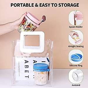 SUREHOME Overnight Oats Containers with Lids and Spoon, 16 Oz Glass Mason Jars for overnight oats oatmeal container to go meal prep jars with Measurement Marks for Pudding Milk Cereal Salad (2 Pack)