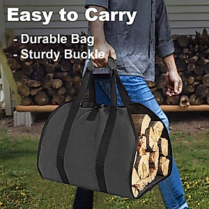 Rionaty 2 Pcs Firewood Carrier - Waxed Canvas Tote Bag, Extra Large Water-Resistant Portable Wood Carrier for Firewood Stove Indoor Outdoor Camping Trip (Brown and Black)