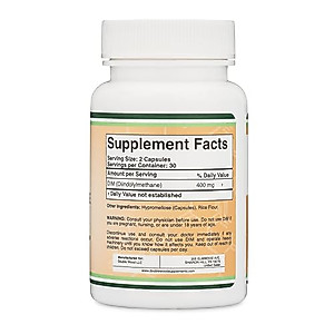 DIM Supplement for Women and Men (Diindolylmethane Estrogen Blocking Supplement, Hormonal Acne Treatment, Hormone Balance for Women) 400mg Servings, 200mg Per Capsule, 60 Capsules by Double Wood