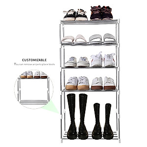 Jucaifu Stackable Small Shoe Rack, Entryway, Hallway and Closet Space Saving Storage and Organization (3-Tier, White)