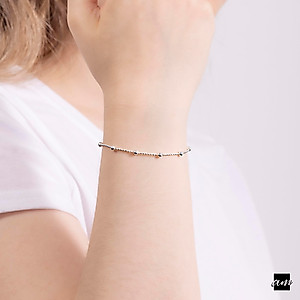 Amberta 925 Sterling Silver 3.2 mm / 1.1 mm Ball Bead Chain Bracelet Length 7.5" inch / 19 cm (7.5)