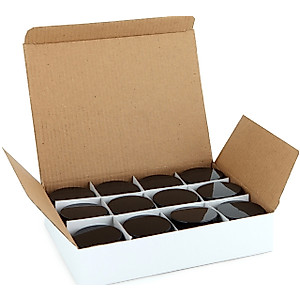 Vivaplex, 12, Amber, 15 ml, Round Glass Jars, with Inner Liners and black Lids