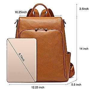 S-ZONE Leather Backpack Purse for Women Fashion Anti-theft Rucksack Ladies Convertible Shoulder Bag Handbag Medium