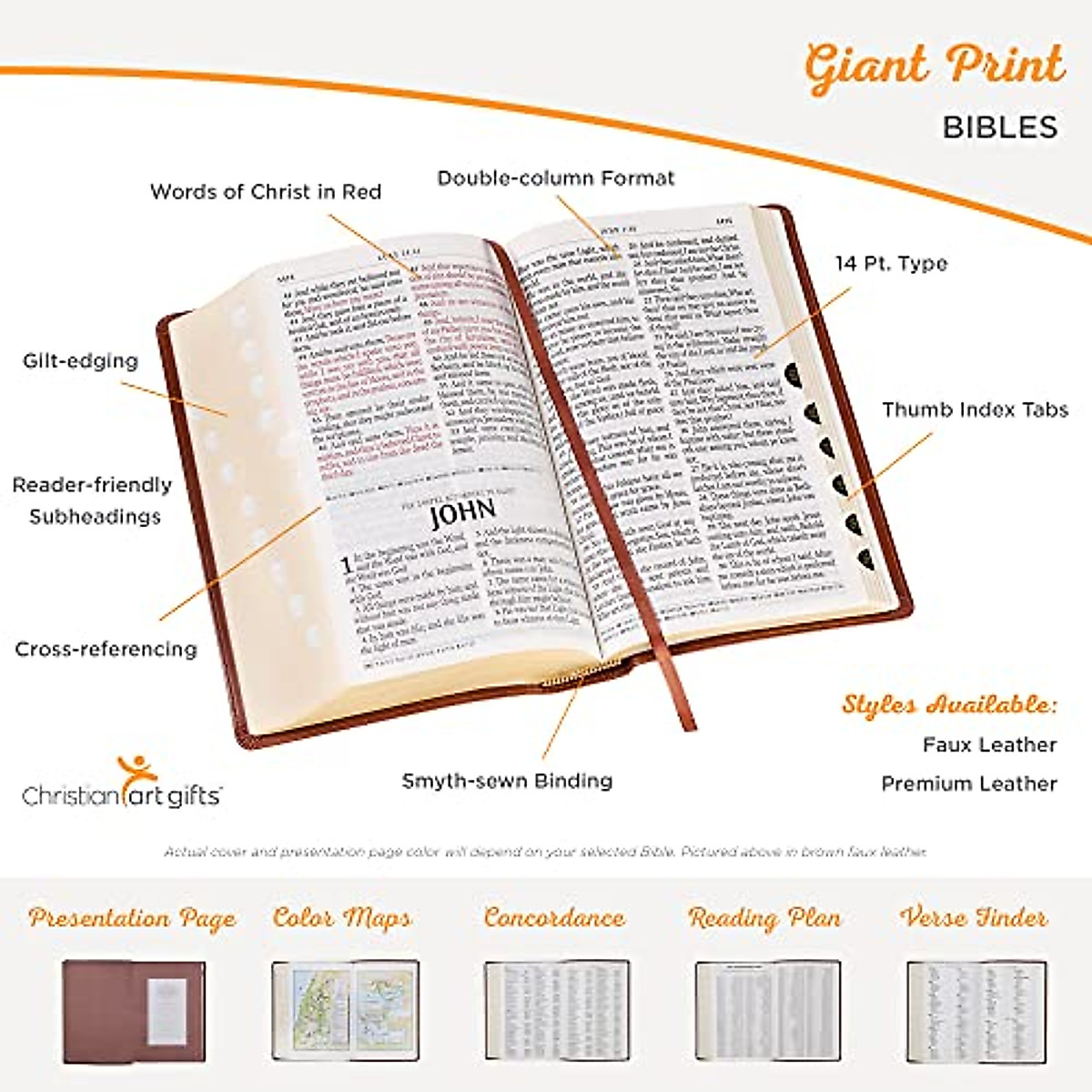 KJV Holy Bible, Giant Print Full-size Faux Leather Red Letter Edition - Thumb Index & Ribbon Marker, King James Version, Pink