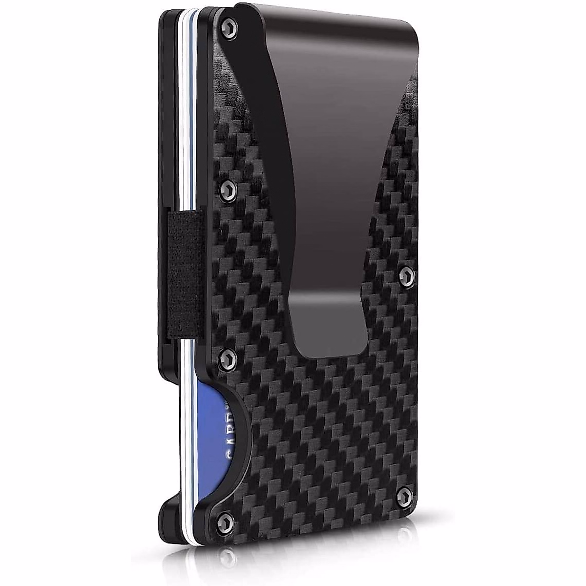 AZZS Carbon Fiber Minimalist Wallet for Men - RFID Blocking Credit Card Holder Metal Wallet- Money Clip Slim Front Pocket (Carbon Fiber)