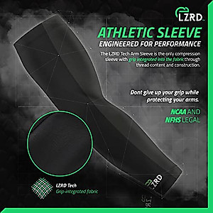 LZRD TECH Football Sleeve - Max Grip Compression Arm Sleeve with Moisture Wicking Fabric, Protection from Turf Burns & Scrapes - NCAA Legal UV Protection Sleeves - Adult Small/Medium, Black