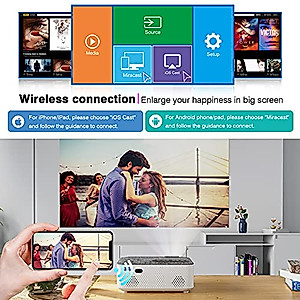 Mini WiFi Projector with Bluetooth - 1080P Supported Outdoor Movie Projector for Home Theater, FANGOR Portable Video Projector with HDMI USB VGA AV Interfaces [Tripod and Carry Bag Included]