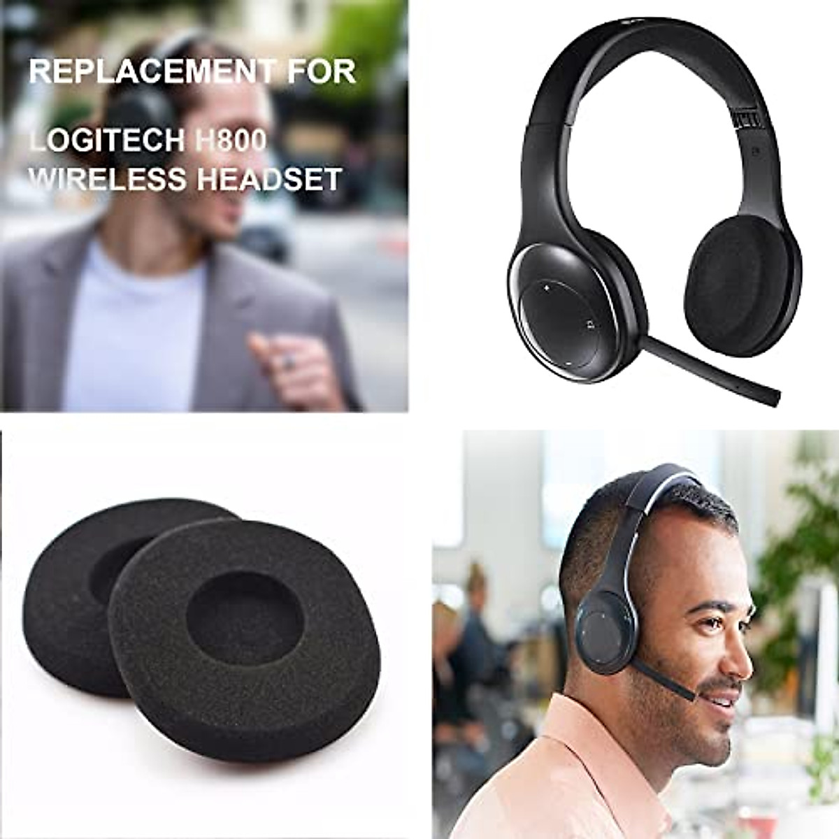 Replacement Foam Earpads Compatible with Logitech H800 Wireless Headphones,Soft and Durable Sponge Ear Cushions,Headset Ear Covers Repair Parts