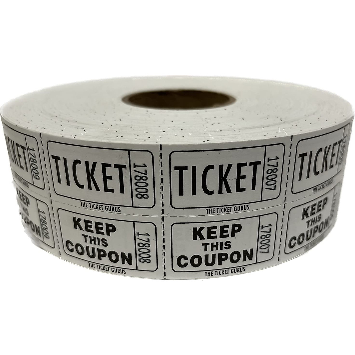 The Ticket Gurus - 4 Rolls of 2000 Double Tickets (Purple/Green/White/Yellow) - 8,000 Total 50/50 Raffle Tickets