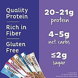 Quest Nutrition Ultimate Variety Pack Protein Bars, High Protein, Low Carb, Gluten Free, Keto Friendly, 12 Count