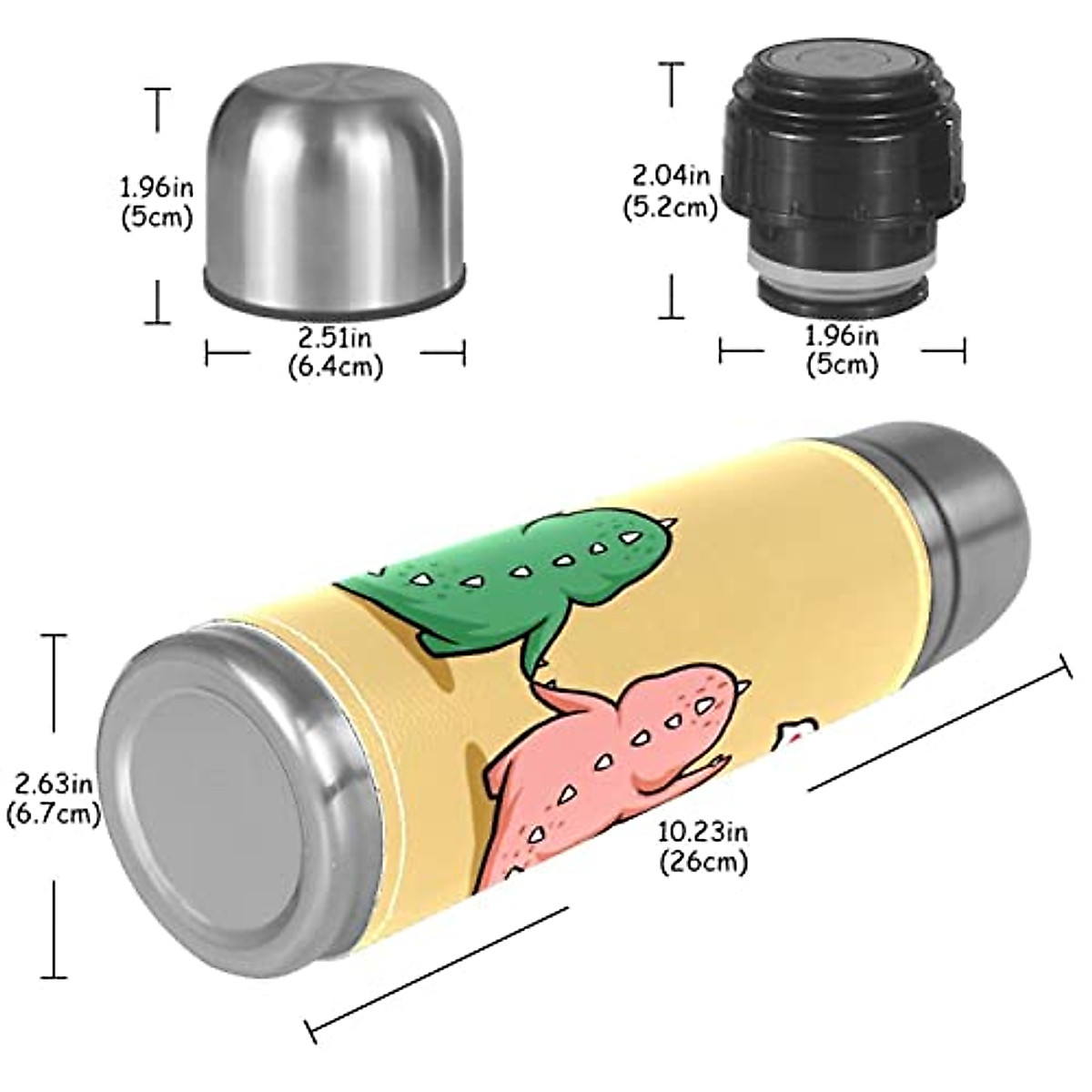 Stainless Steel Leather Vacuum Insulated Mug Dinosaur Thermos Water Bottle for Hot and Cold Drinks Kids Adults 16 Oz