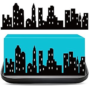 4 Pieces City Cake Border Decoration Toppers Stick On or Lay On Building Images Lighted City Backdrop for Cakes Wrap Desserts Birthday Party Decorating Supplies