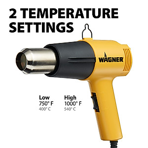 Wagner Spraytech 0503008 HT1000 Heat Gun, 2 Temp Settings 750ᵒF & 1000ᵒF, Great for Soften paint, Caulking, Adhesive, Putty Removal, Shrink Wrap, Bend Plastic Pipes, Loosen Rusted Nuts or Bolts