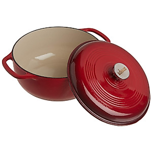 Lodge EC6D43 Enameled Cast Iron Dutch Oven, 6-Quart, Island Spice Red & Enameled Cast Iron and Stoneware Care Kit, 12 oz