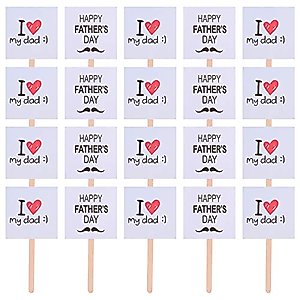Amosfun Cake Picks Father's Day Cake Toppers Cake Insert Cards (Assorted Color) for Party Cake Decortion