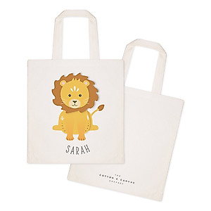 The Cotton & Canvas Co. Personalized Lion Beach, Shopping and Travel Resusable Shoulder Tote and Handbag for Kids, Teens and Adults