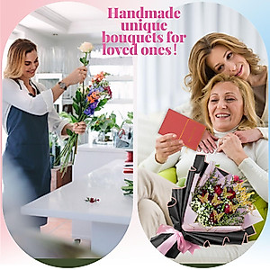 528Pcs Flower Wrapping Paper Kit 200 Sheets Waterproof Floral Wrapping Paper with 3D Butterfly Decor Crowns Bouquet Pins Ribbons, DIY Crafts for Mother's Day Valentines Graduation Birthday Gift