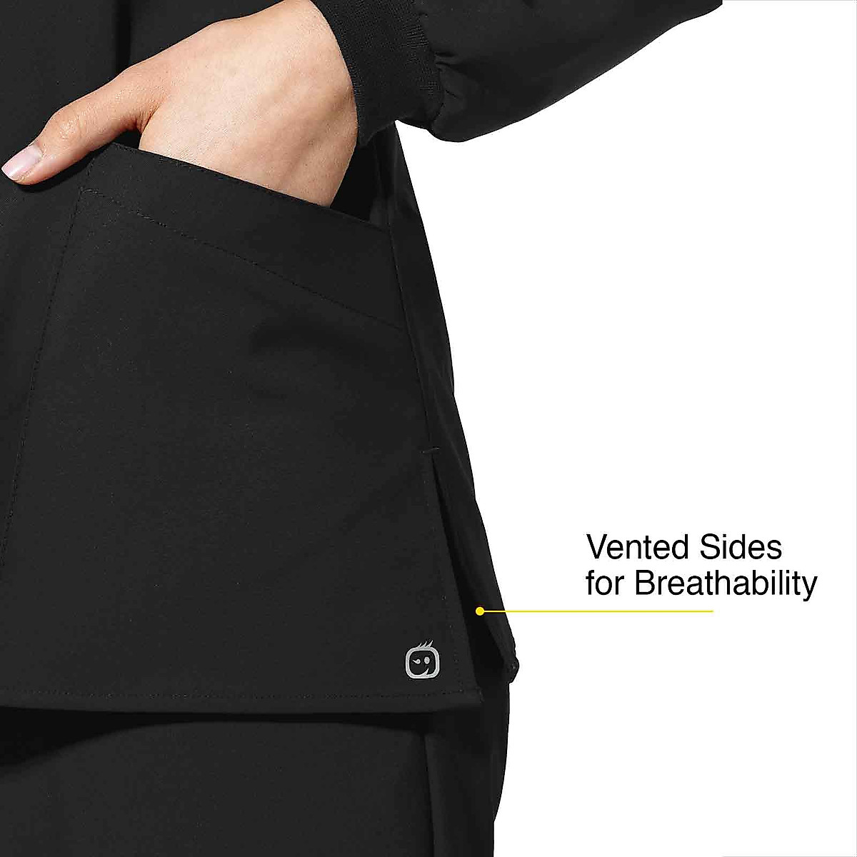 WonderWink W123 Women’s Crew Neck Warm-Up Jacket — Black, Small