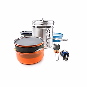 GSI Outdoors Glacier Stainless Dualist Backcountry Mess Kit I 2-Person Camping or Backpacking Cookware Set