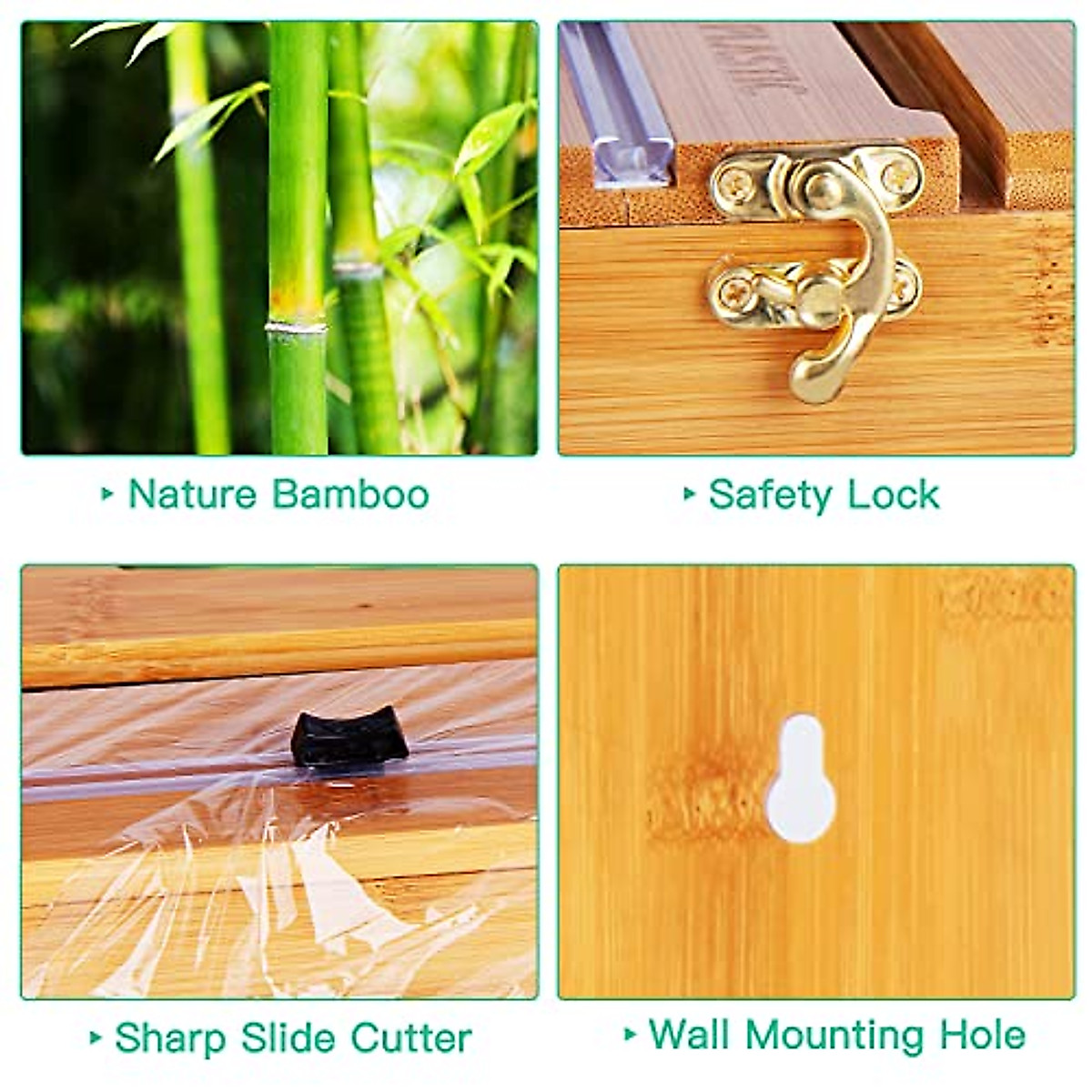 Foil and Plastic Wrap Organizer with Ziplock Bag Storage Organizer for Kitchen Drawer,Bamboo Wood Foil Dispenser with Cutter, Food Bag Holders for Sandwich, Snack, Gallon, Quart Bags