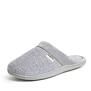Dearfoams Women's Samantha Knit Closed Toe Scuff Slipper, Sleet, Medium