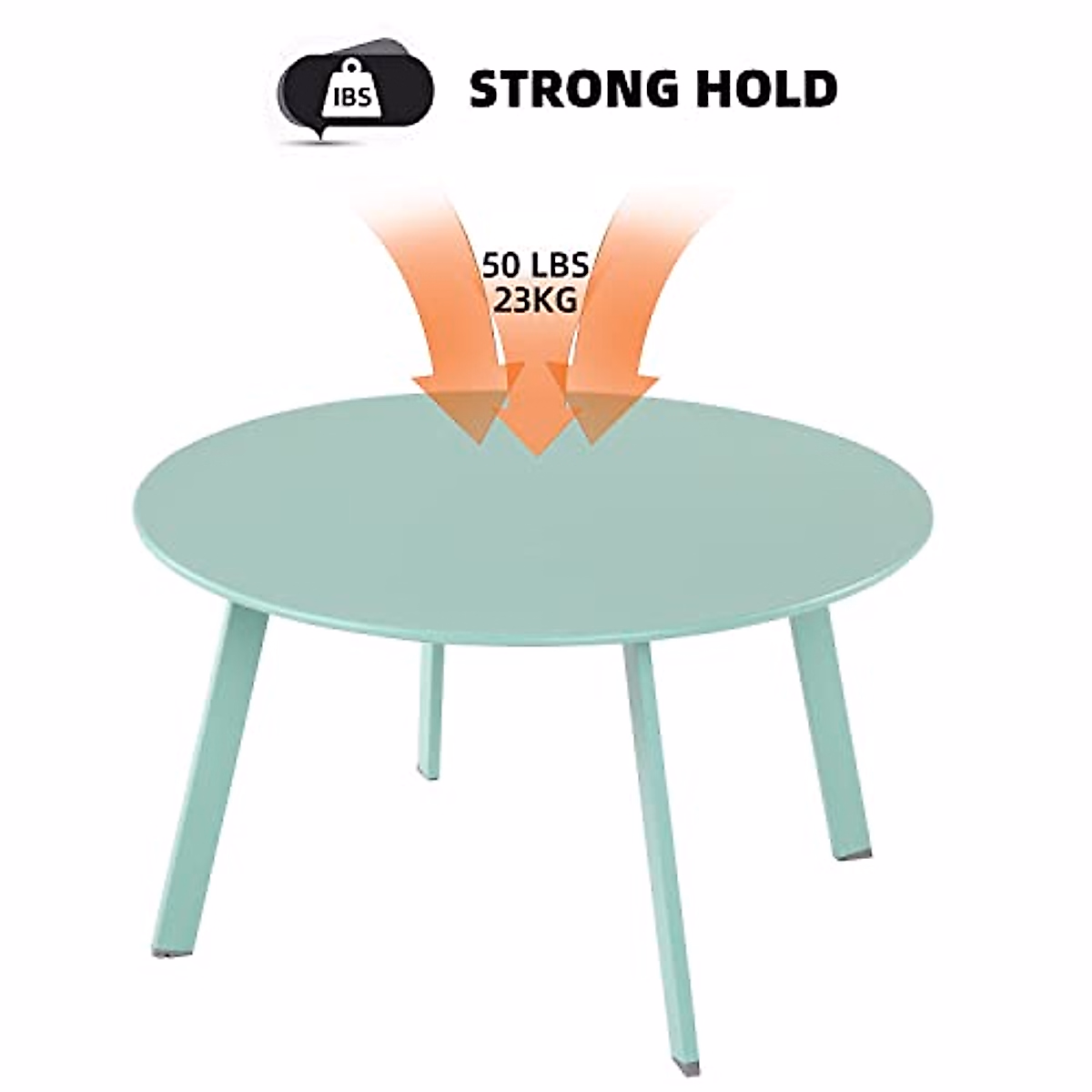 Grand Patio Round Steel Patio Coffee Table, Weather Resistant Outdoor Large Side Table, Mint Green…