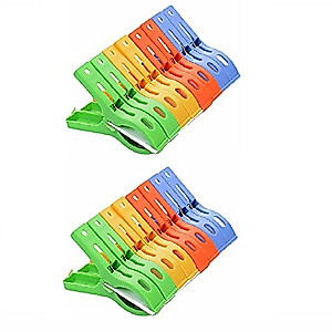 8 Pack Beach Towel Clips for Beach Chairs,Fashion Large Laundry Pegs Clothes Pegs 8pcs Large Size Windproof Plastic Towel Clips for Sunbeds Sun Loungers Pool Chairs Laundry (2PCS)