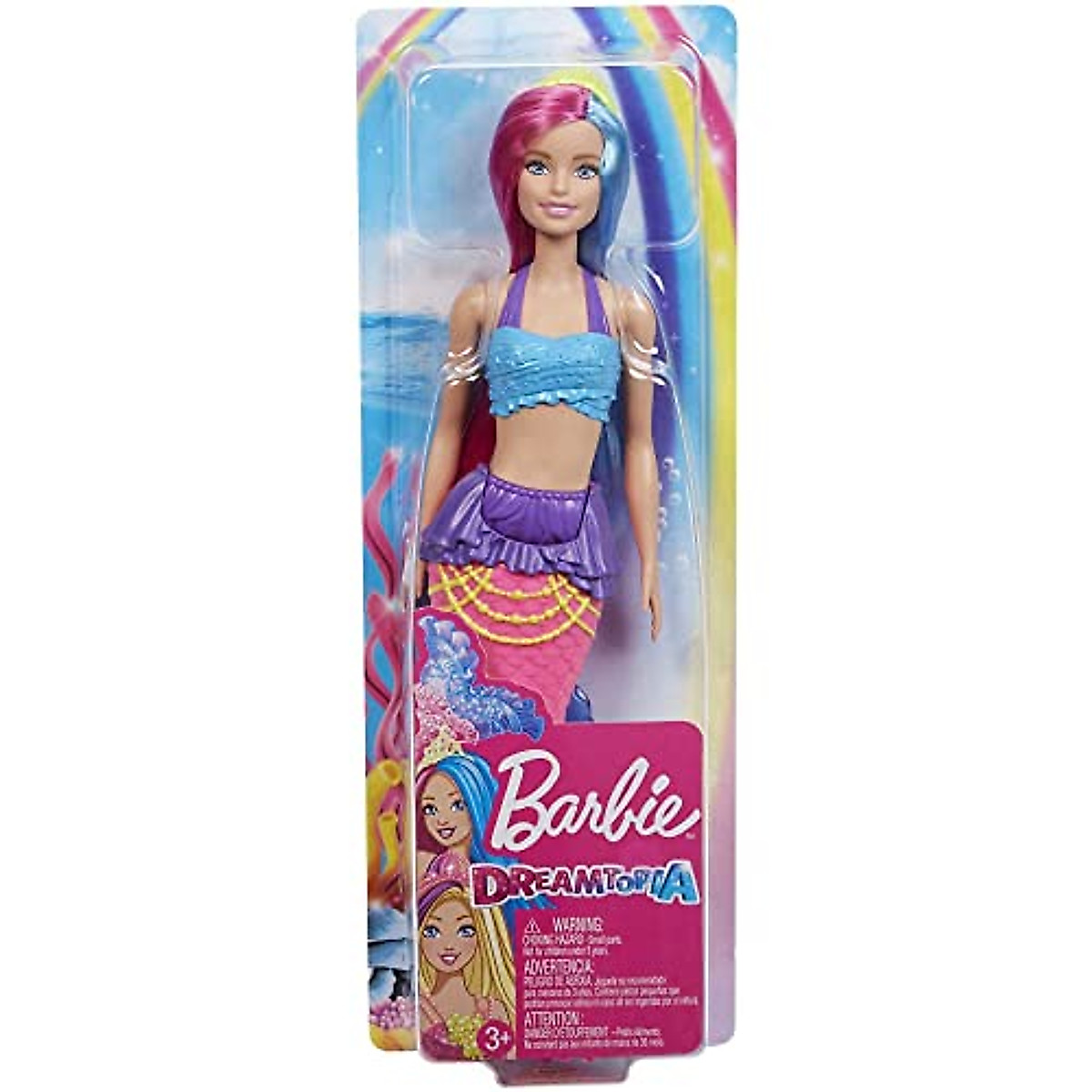 Barbie Dreamtopia Mermaid Doll with Pink & Blue Hair & Tail, Plus Tiara Accessory