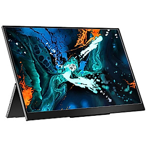 Portable Monitor – Upgraded 15.6 Inch 1080P FHD HDR FreeSync Ultra Slim USB-C Portable Display with Kickstand Type-C Mini HDMI Speakers for Laptop PC Mac Surface Xbox PS4 Switch Phone (Renewed)