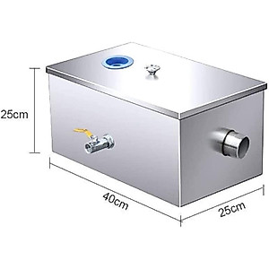 Stainless Steel Grease Trap, Top Inlet Commercial Grease Interceptor, Under Sink Grease Trap Waste Water Oil-water Separator with Removable Filter Basket, for Kitchen, Restaurant, Canteen, Factory