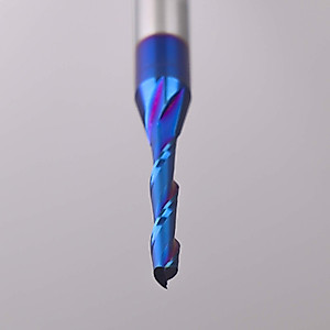Jiiolioa S2112G CNC Router Bits 1/4 Inch Shank 1/8 inch Cutting Diamete Spiral Up Cut End Mill with Nano Blue Coating for Carving Standard milling, Finish and Boring …