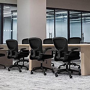 Yaheetech Office Chair Ergonomic Desk Chair with Flip up Armrests Mesh Computer Chair with Adjustable Height Lumbar Support Space Saving Task Executive Chair for Home Office Work Study, Black